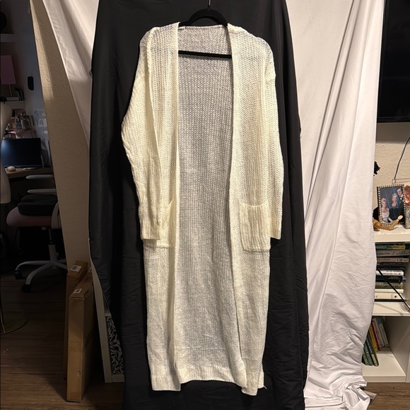 Sweaters | Cream Knit Longline Open Cardigan Size L Nwot | Poshmark